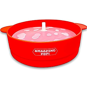 Amaazing Pop Silicone Popcorn Popper Bowl- Microwaveable Design- Non-Toxic BPA Free- Heat Resistant Material- Built in Handles- Environmentally Friendly- Dishwasher Safe- Easy Storage (Red) 8x8x2.25