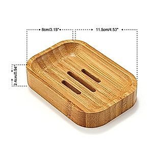 GUANJUNE Pack of 2 Natural Wood Bamboo Soap Dish Holder for Bathroom Kitchen Sponges Accessories Storage