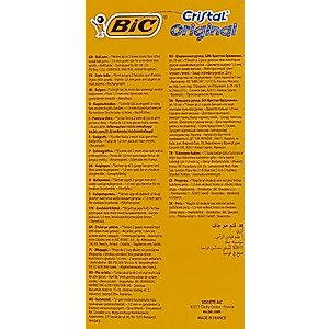 Bic Cristal Original Ballpoint Pens, Medium Point (1.0 mm) Every-Day Writing Pens with Clear Barrel, Blue, Box of 50