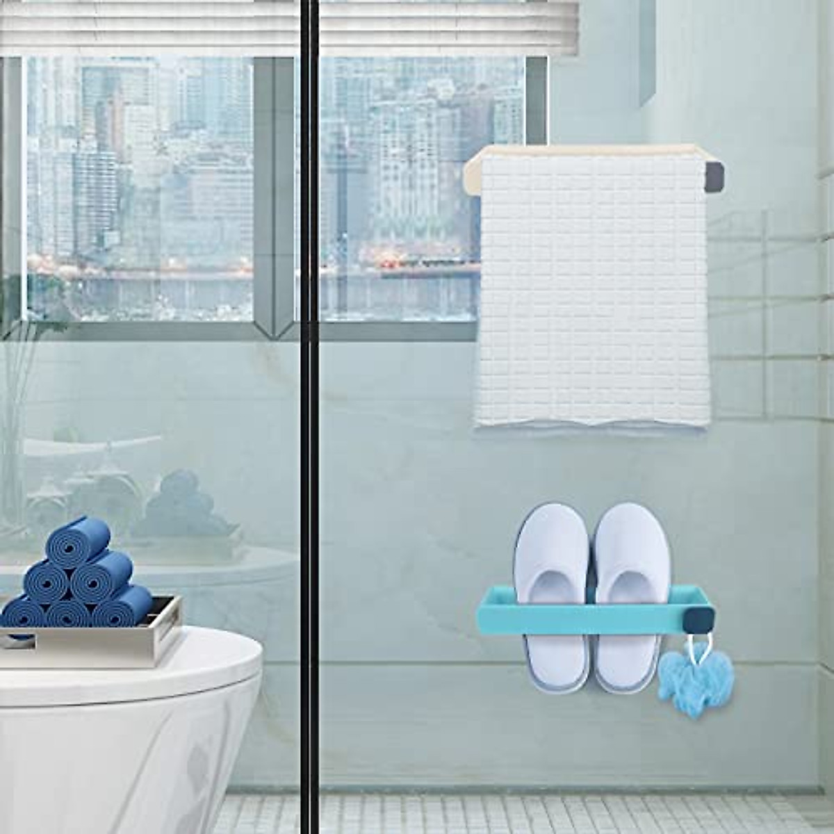 2 PCS Slippers Rack Wall Mounted Hanging Shoe Holder Self Adhesive Shoe Rack Hanging MultiFunction Simple Convenient Wall Bracket Shoe Organiser for Door Cabinet Motorhome Bathroom Kitchen Living Room