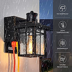 Myhaptim Porch Lights with GFCI Outlet,Dusk to Dawn Motion Sensor Outdoor Lights,3 Lighting Modes Black Front Door Lights,Waterproof Outside Wall sconces for House Patio Garage