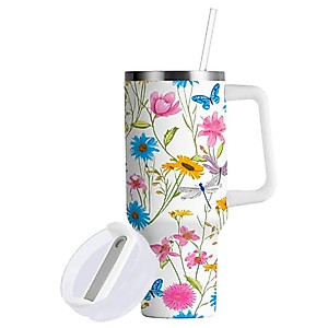 RPLIFE Wildflowers Tumbler, Stainless Steel Bottle, Water Bottle with Straw