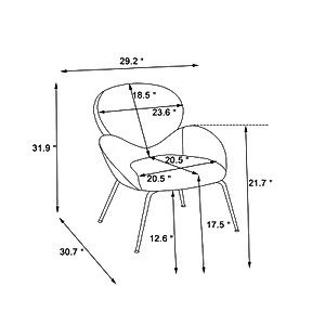 ATGHYURT Modern Accent Chairs Armchair Cute Vanity Chairs Comfy Single Leisure Sofa Chair Reading Chair with Black Metal Legs, Side Chair for Living Room, Studio, Office, Dressing Room
