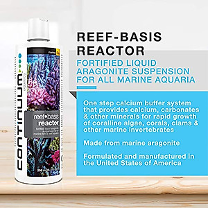 Continuum Aquatics Reef Basis Reactor – Liquid Aragonite Suspension for Marine Fish and Reef Saltwater Aquariums, Provides Calcium and Carbonates