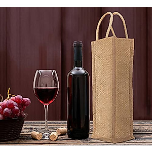 BANNER BUZZ MAKE IT VISIBLE BannerBuzz Jute Wine Bag Made of 100% Biodegradable Jute Material (4” W X 15” H X 4” B, Natural Brown Color)