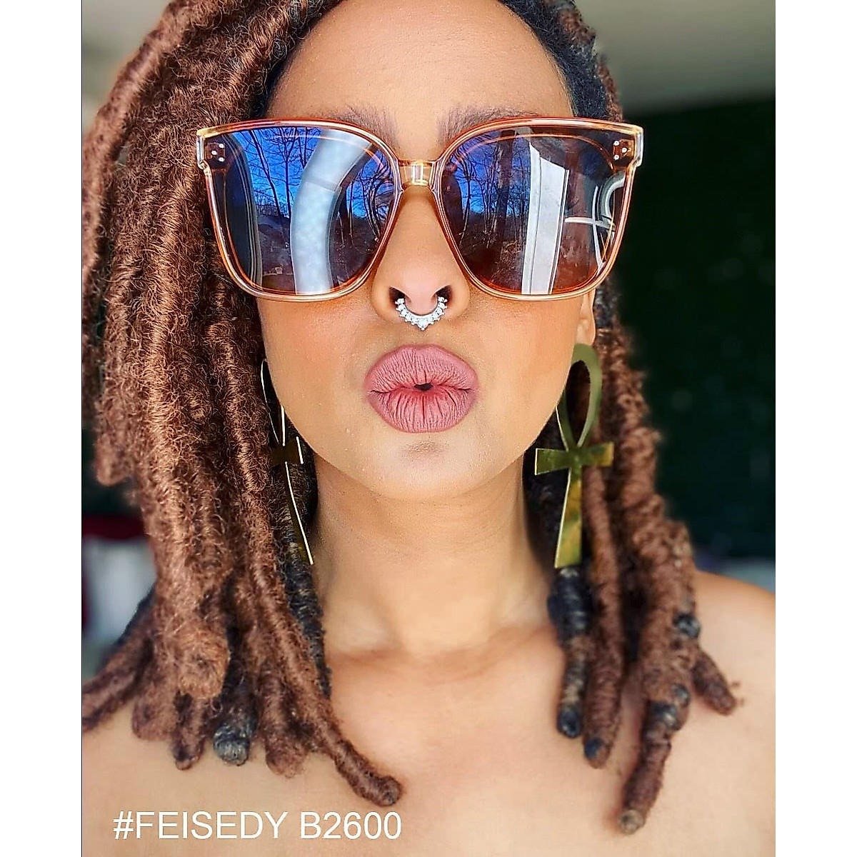 FEISEDY Retro Square Polarized Sunglasses Women Men Oversized Vintage Shades B2600