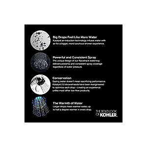 KOHLER 10391-AK-CP Devonshire Single-Function Showerhead, Single Spray Setting, 5-15/16" Sprayface, 2.5 GPM, Polished Chrome