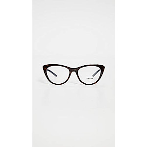 Prada Millennials PR 05XV 5121O1 Havana Blue Chess Plastic Cat-Eye Eyeglasses 53mm