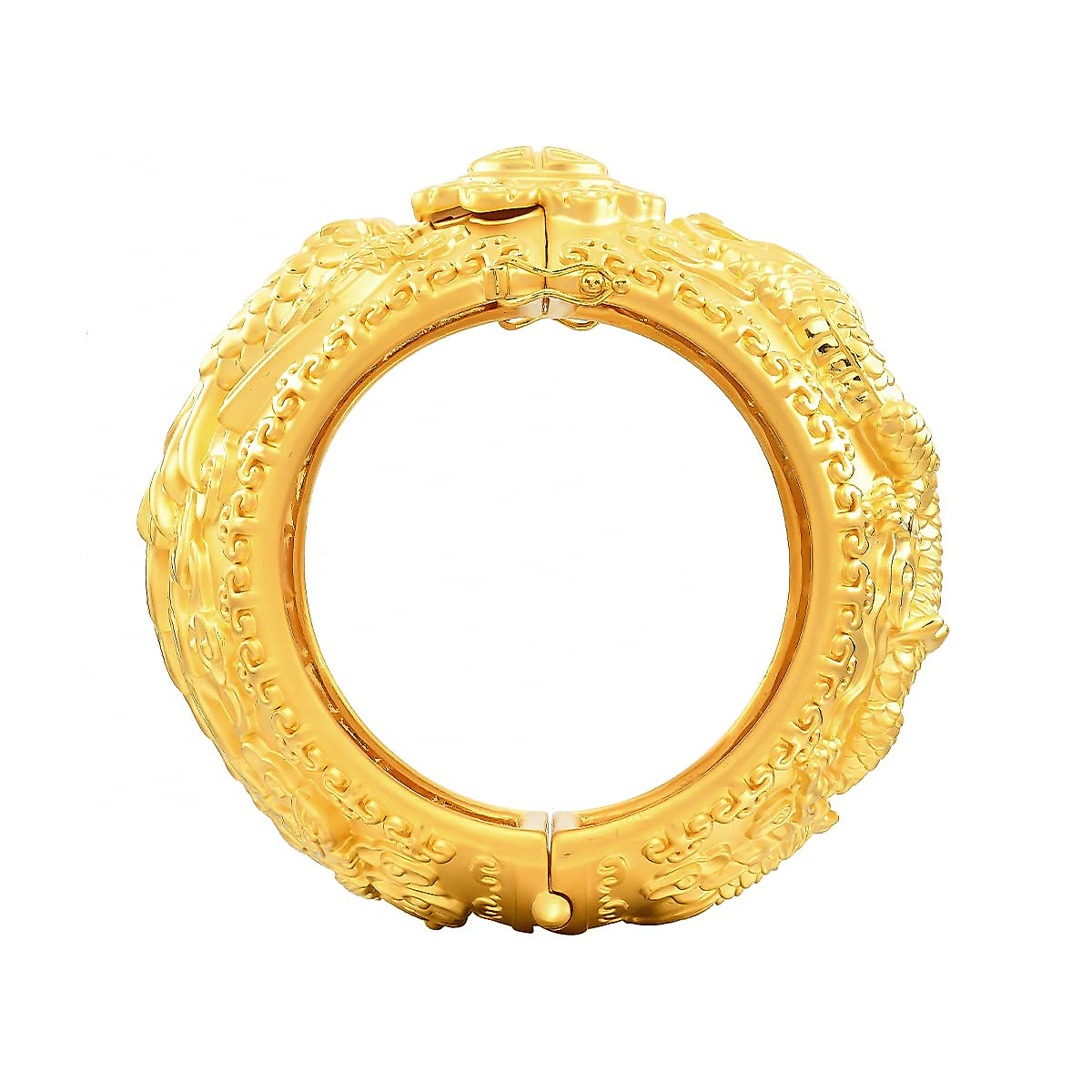 CHOW SANG SANG Chinese Wedding Collection 999.9 24K Solid Gold Price-by-Weight 39.07g Gold Dragon & Phoenix Bangle for Women 93820K | 8 (Wrist Size:15-16 CM)