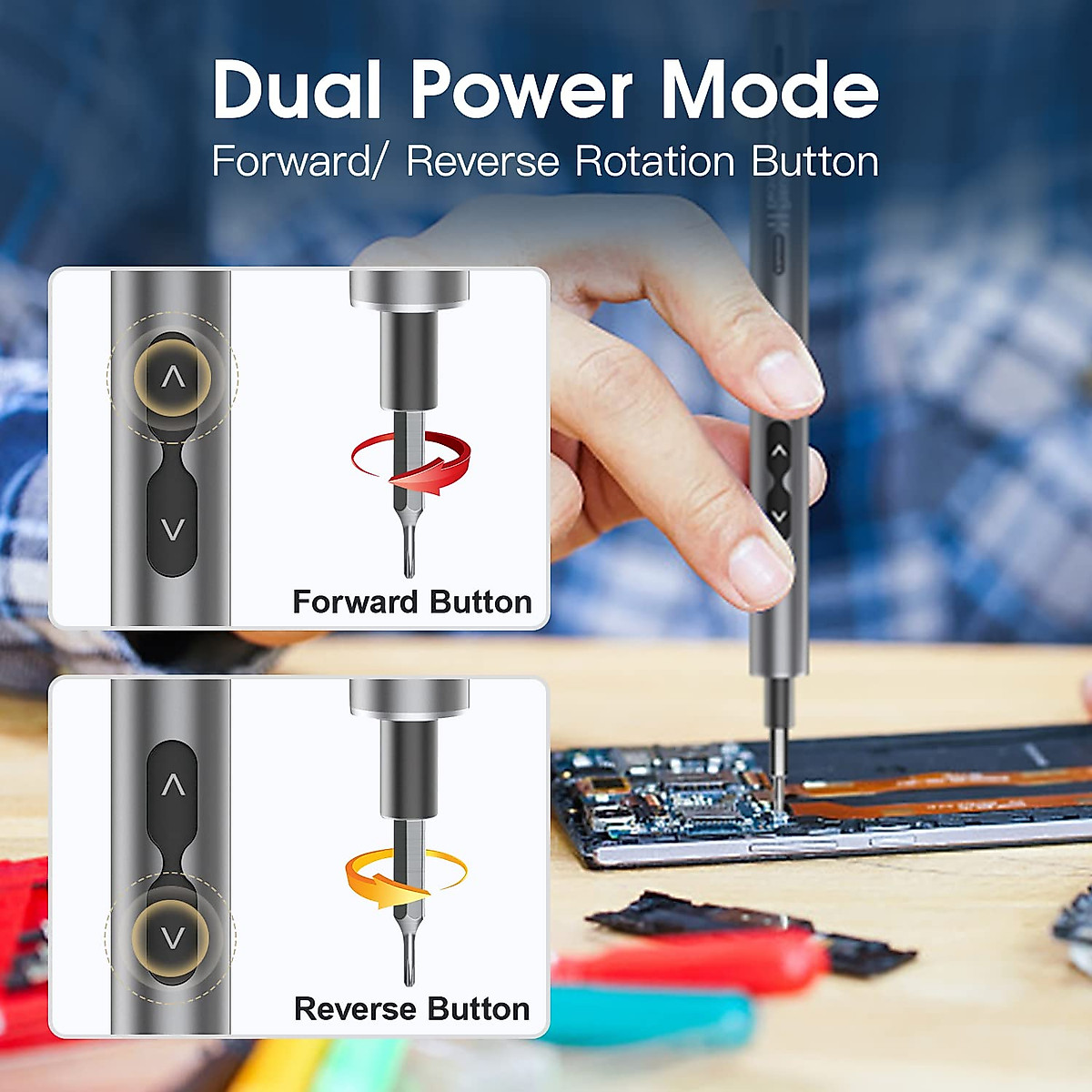 UF-TOOLS Mini Electric Screwdriver Set, 120 in 1 Small Portable Cordless Power Screwdriver Set, with 100 Precision Bits & LED Light & 20-bit Tool Set Handy Repair Tool, for Phone Watch Camera Laptop