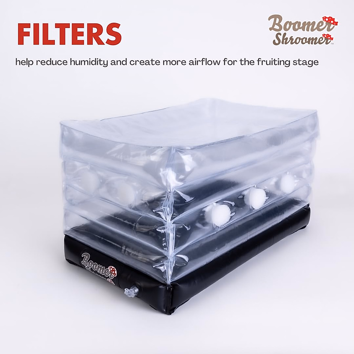 Boomer Shroomer Inflatable Monotub Kit, Mushroom Growing Kit Includes a Drain Port, Plugs & Filters, Removeable Liner [Patent No: US 11,871,706 B2]