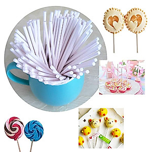 Anyumocz 400PCS 4-Inch White Lollipop Paper Sticks Cake Pops Stick for Candy,Chocolate,Cookie,Dessert