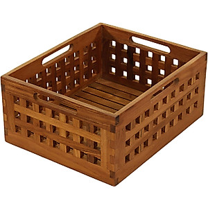 AquaTeak Grate Medium Size Teak Storage Bin