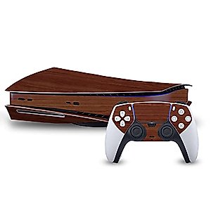 Burnt Walnut Woodgrain - Air Release Vinyl Decal Mod Skin Kit by System Skins - Compatible with PlayStation 5 Console (PS5)
