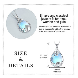 YAFEINI 925 Sterling Silver Moonstone Necklace Filigree Teardrop Pendant Necklace Jewelry for Women (A-filigree moonstone necklace)