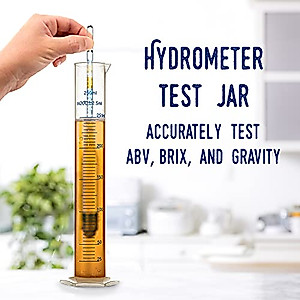 Fermentaholics Hydrometer Test Jar & Measuring Cylinder - Test Homebrewed Beer, Wine, Mead, Cider, & Fermented Beverages – Easy to Use & Read - 250 ML - Heat Resistant Up to 121° Celsius