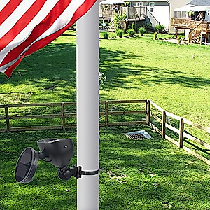 Flag Pole Light Solar Powered, 2 in 1 House Mounted Flagpole Solar Light, Metal Clamps Fits 1” to 3.5” in Diameter Flagpole, Super Bright 4 LED Outdoor Dusk to Dawn for Wall-Mount Spinning Flag Poles