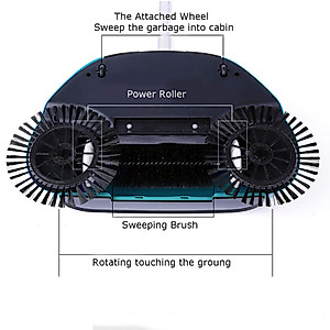 Healifty Mop Broom Carpet Sweeper Mini Hand Push Sweeper 3 in 1 Household Cleaning Lazy Dustpan Trash Bin 360¡ã Rotating Floor Cleaning Mop (Blue) Hand Sweeper Broom