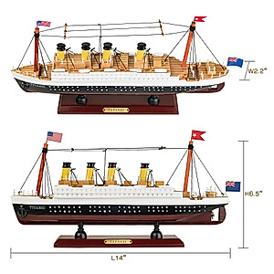 SAILINGSTORY Wooden Titanic Model Cruise Ship Liner 1/680 Scale Replica 14" Titanic Ship Toys Gifts