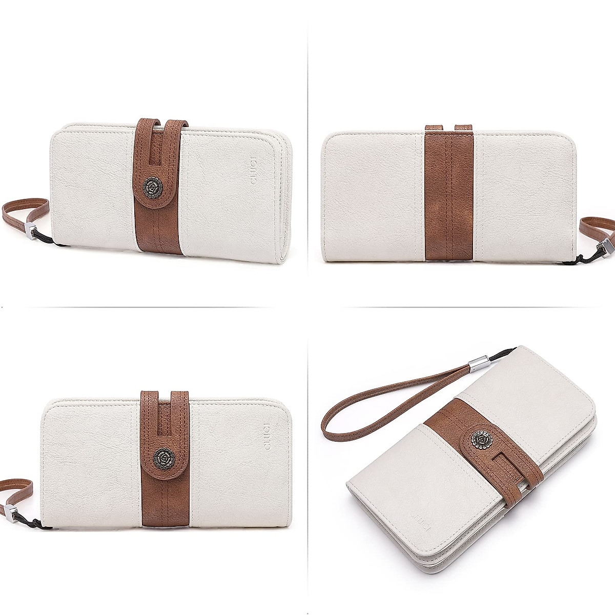 CLUCI Women Wallet Large Leather Designer Card Holder Organizer Long Ladies Travel Clutch Wristlet Coffee