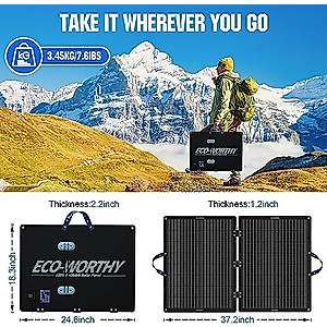ECO-WORTHY 100W Portable Solar Panel, Foldable Solar Panel Kit with Adjustable Kickstand for Power Station Camping RV Travel Trailer