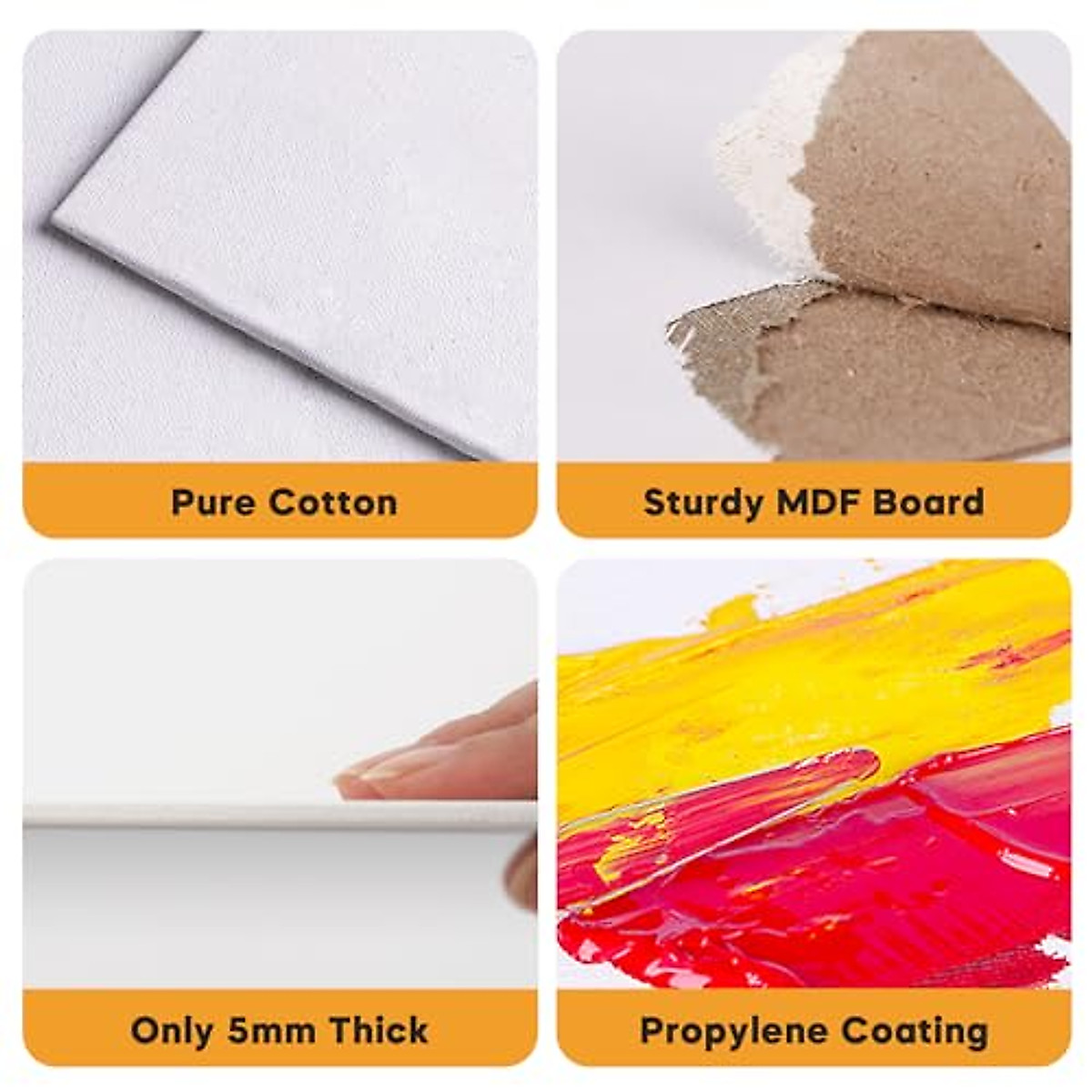 Conda Canvases for Painting 12 x 12 inch, 14 Pack, Blank White Canvas Boards, Primed, 100% Cotton, Quality Acid Free Artist Canvas Panels for Acrylics Watercolor & Oil Painting