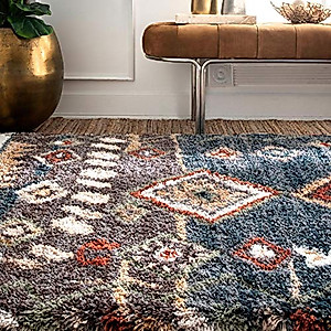 nuLOOM Rosemarie Southwestern Moroccan Shag Area Rug, 9' x 12', Blue
