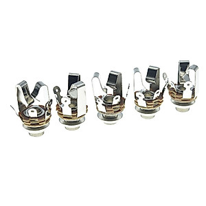 KAISH Premium 5pcs Brass American Thread Audio 1/4" Female Stereo Jack Socket 6.35mm Output/Input Jack TRS Stereo Panel Mount Jack Socket for Guitar/Bass/Pedals/Microphone