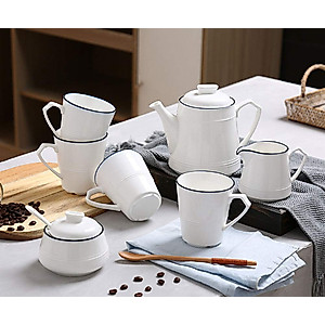 FUYU Simple White Ceramic Creamer with Handle, Coffee Milk Creamer Pitcher