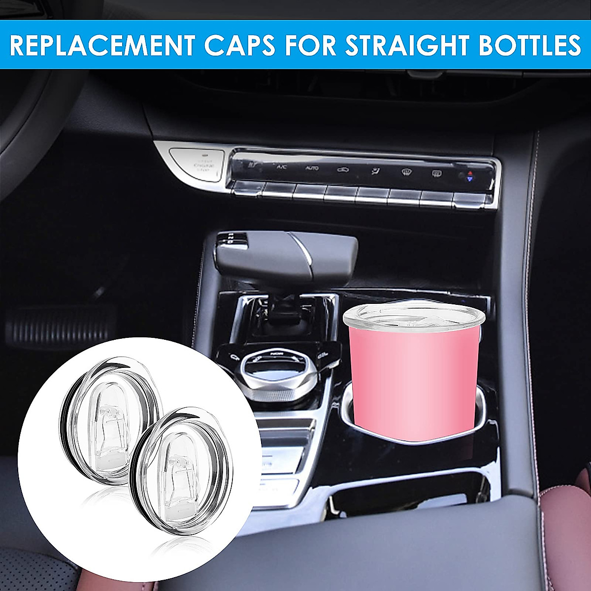 2PCS 20 Oz Skinny Replacement Lids Tumbler Replacement Lids Clear Spill Proof Durable Covers Tumblers Lid Cup Plastic Splash Resistant Sliding Covers Fit For Mouth Tumbler Cooler Cup