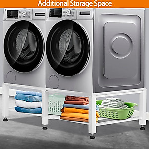 Talustool Premium Washer and Dryer Pedestal Stand Metal Steel Washing Machine Base Heavy Duty Universal Fit Total 1400lbs Capacity Washer Dryer Stand 58 x 29 x 15 Inch (2 pack)…