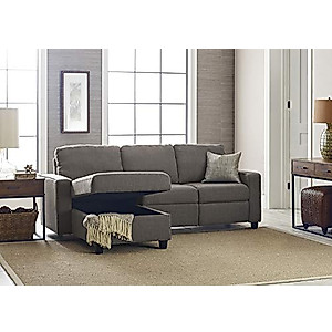 Serta Palisades Reclining Sectional Sofa with Left Storage Chaise, Small Couch with Built-In Storage, Low-Maintenance & Family-Friendly Fabric, Gray