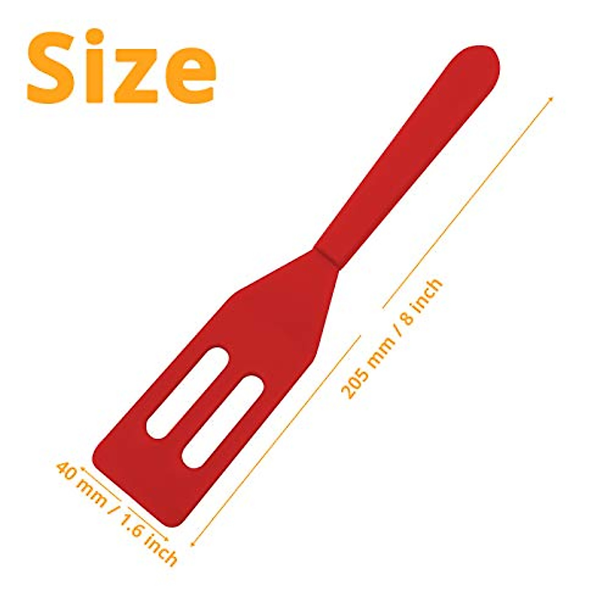 KUFUNG Mini Brownie Serving Spatula Flexible Nonstick Silicone Serve Turner Heat-Resistant Cookie Spatula Slotted Spatula for Flip Egg in Small Frying Pan Cookie Batter (Small, Red)