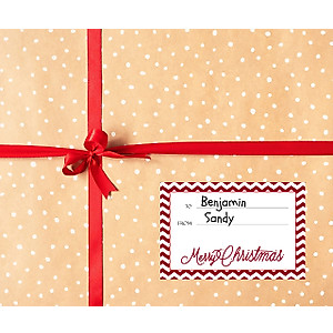 Jumbo Christmas Gift Tag Stickers 60 Count Modern Red, White, Silver, and Gold Xmas Designs - Looks Great on Gifts Presents, Wrapping Paper and Gift Bags.