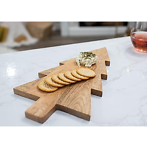 Mary Square Natural Brown Christmas Tree 15 x 7.5 Mango Wood Christmas Cheese Cutting Board