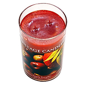Village Candle Apple Pumpkin Large Tumbler Jar Candle,19 Oz, Traditions Collections, Red, 106024040