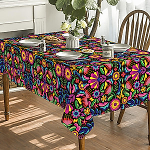 Horaldaily Mexico Tablecloth 60x84 Inch Rectangular, Cinco De Mayo Fiesta Washable Table Cover for Party Picnic Dinner Decor