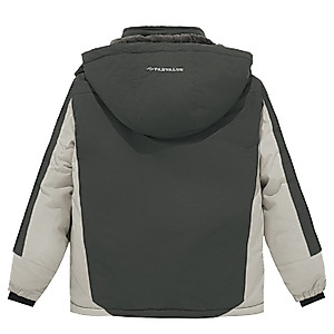 FARVALUE Boys Waterproof Ski Jacket Windproof Winter Coat Warm Snow Coat Outdoor Raincoats with Removable Hood Grey 10-12