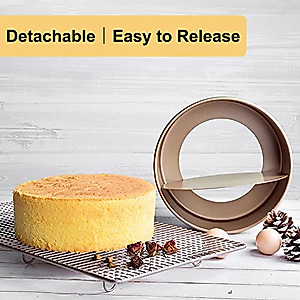 6 Inch Cake Pan Non-Stick Carbon Steel Deep Round Baking Pan with Removable Loose Bottom, Heavy Duty Deep Wall Bakeware Round Cake Pans, Quick Release Cake Molds for Baking Layer Cake, Cheese Cake