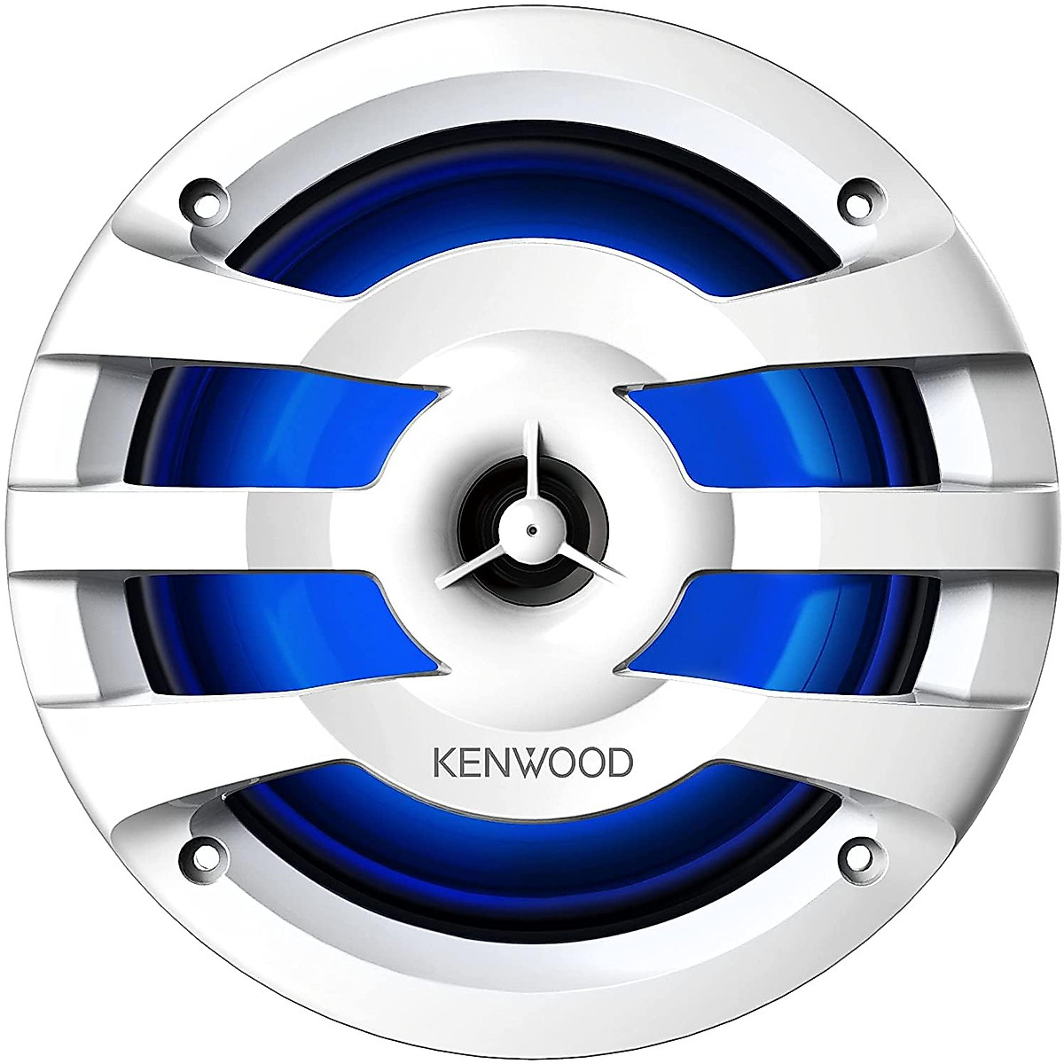 Kenwood KFC-1673MRWL 6-1/2" 2-Way Marine Speakers with Grilles (Pair) | Built-in LED Lights (White)