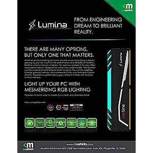 Mushkin Redline Lumina – DDR4 RGB Gaming DRAM – 32GB (2x16GB) UDIMM Memory Kit – 3600MHz (PC4-28800) *CL-16* – 288-pin 1.4V Desktop RAM – XMP Ready – LED Heatsink – (MLA4C360GKKP16GX2)