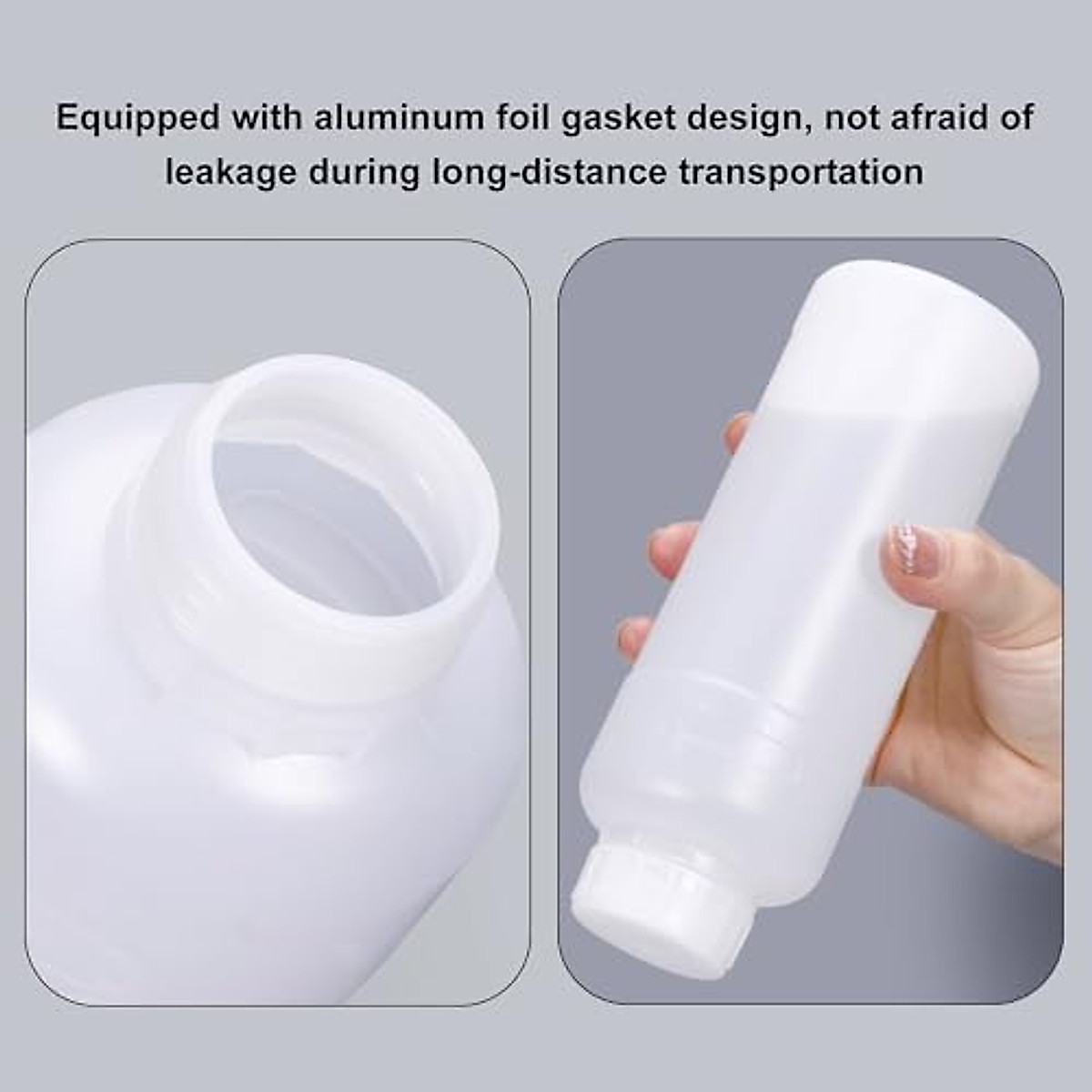 10Pcs 33.82oz/1000ml Plastic Bottles, Lab Cylindrical Chemical Reagent Bottle, Wide Mouth Laboratory Reagent Polyethylene Bottle Sample Sealing Liquid Storage Container for Food Store Translucent