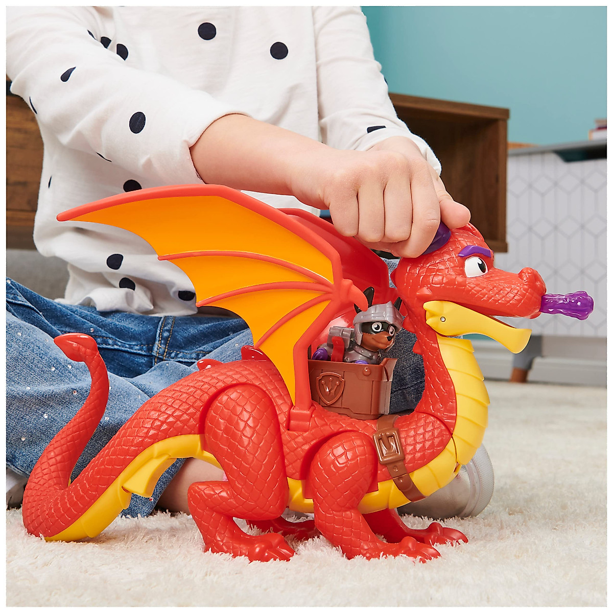 Paw Patrol, Rescue Knights Sparks The Dragon with Super Wings and Pup Claw Action Figures, Kids Toys for Ages 3 and up