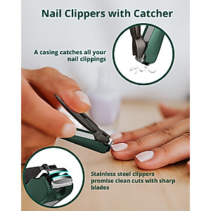 VANWIN Nail Clipper Set 2 Pack, Heavy Duty Toenail Clippers for Thick Toenails and Sturdy Finger Nail Clippers with Catcher, Ultra Sharp Stainless Steel Nail Cutter Nail Clippers for Men Women Adult