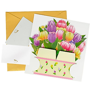 GREETING ART Pop Up Flower Cards,Tulips Bouquet Card,9.2inch Flower Bouquet 3D Popup Greeting Cards,Birthday Card for Women, Teacher Appreciation Gifts, Graduation Gifts,Thank You,Anniversary Card