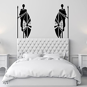 Karomenic Two African Woman Guard Art Removable Wall Stickers for Living Room Kids Bedroom Home Decor Vinly Waterproof Decals