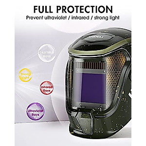 ANDELI Welding Helmet,Large Viewing True Color Solar Powered Auto Darkening Welding Helmet with Side View 4 Arc Sensor Wide Shade 4/5-8/9-13 Welder Mask for TIG MIG ARC Grinding Plasma
