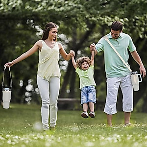 Tzou 40OZ Bottle Pouch Holder with Adjustable Shoulder StrapNeoprene Water Bottle Holder for Hiking Travelling Camping Polyester Light Gray