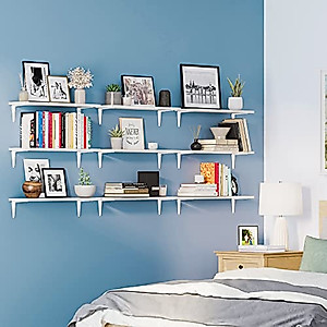 Wallniture Arras Floating Shelves for Wall Decor, 24" White Wall Shelves for Bedroom, Bookshelf Living Room Decor Kitchen Organization Dining Room & Office Decor Set of 9