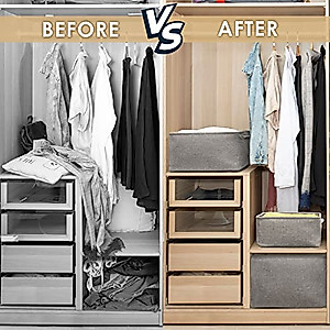 TheWarmHome Large Storage Bins- Storage Baskets for Organizing Shelves, Basket Organizer for Closet Bookshelf Dog Toy Nursery Baby Clothes Laundry Home Organization, Fabric Storage Cubes W/Handles